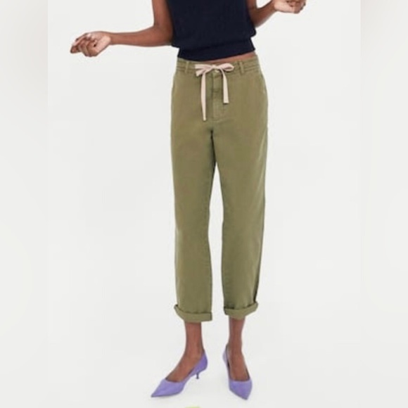 Zara | Pants & Jumpsuits | Zara Olive Green Drawstring Chinos | Poshmark